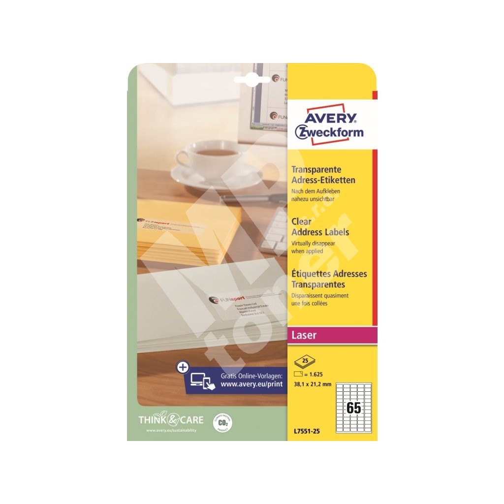 Transparentní etikety 38,1 x 21,2 mm, 25 listů A4 L7551-25 - MP Toner